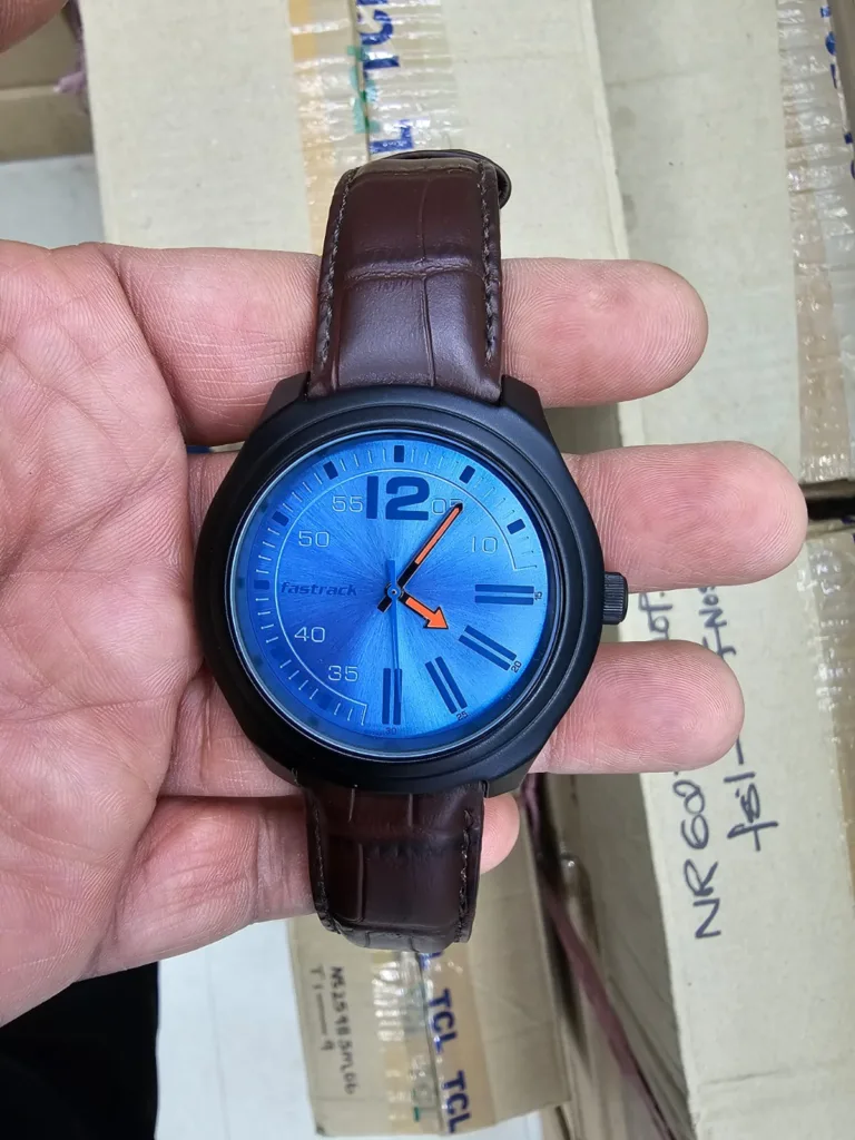 Fastrack NP3198AL02 Road Trip Quartz Analog Blue Dial Leather Strap ...
